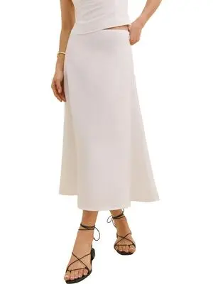 REFORMATION Ivy Linen Midi Skirt - Ivory