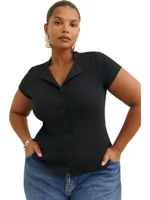 REFORMATION Raelynn Knit Top - Black