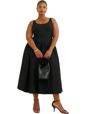 REFORMATION Roslyn Linen Midi Dress - Black