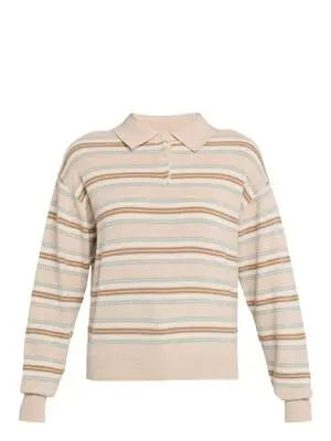 Guest In Residence Guest In Residence Collegiate Stripe Cashmere Polo Sandstone