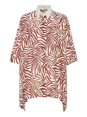 Brunello Cucinelli Brunello Cucinelli Cotton-Silk Shirt Red