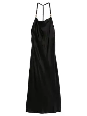 MARINE SERRE Satin Maxi Slip Dress - Black