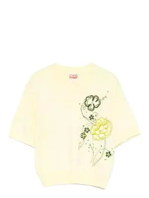 Kenzo Peonies Embellished T-shirt - Yellow