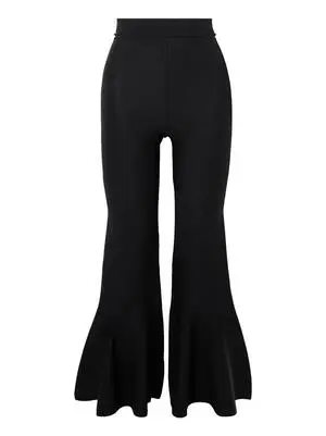 Ami Godet Stretch-knit Bootcut Pants - Black