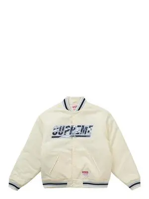 Supreme Mitchell & Ness Camo Logo Varsity Jacket - White