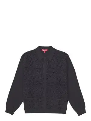 Supreme Crochet Zip Up Cardigan - Black