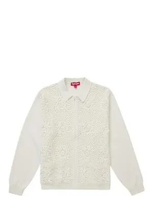 Supreme Crochet Zip Up Cardigan - White