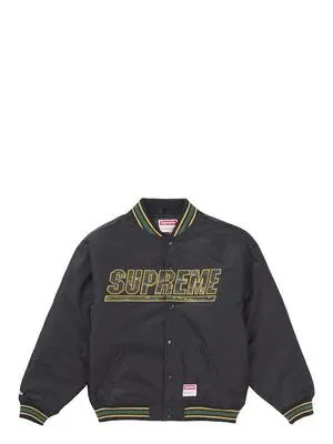 Supreme Mitchell & Ness Camo Logo Varsity Jacket - Black