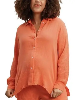 NOM MATERNITY Easy Shirt - Bright Orange