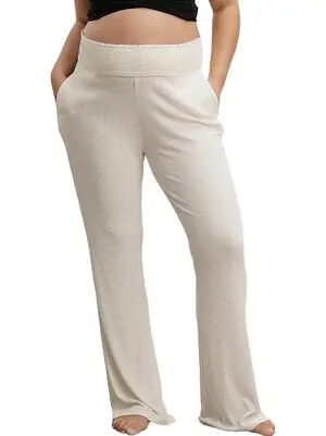 NOM MATERNITY Super Soft Ribbed Pants - Cream