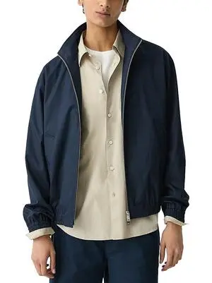 Theory Stand Collar Jacket In Cotton-blend Twill - Baltic