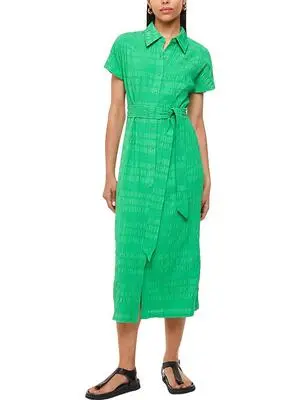 Whistles Millie Textured Shirt Dress - Green