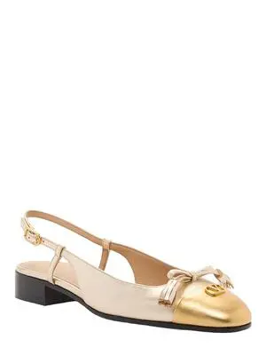 Valentino Garavani Vlogo Valet Du Roi Slingback Ballerina Flats - Silver/gold