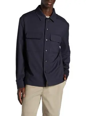Moncler Stretch Virgin Wool Blend Overshirt - Deep Indigo