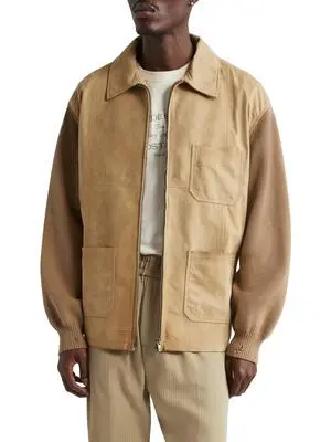 GOLDEN GOOSE Journey Mixed Media Full-zip Jacket - Travertine
