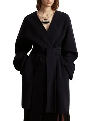 Marina Moscone Double Faced Wool Cocoon Coat - Navy