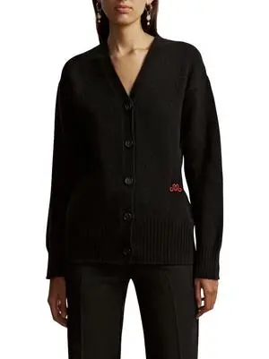 Marina Moscone Marina Moscone Waisted Cashmere-Wool Cardigan Black