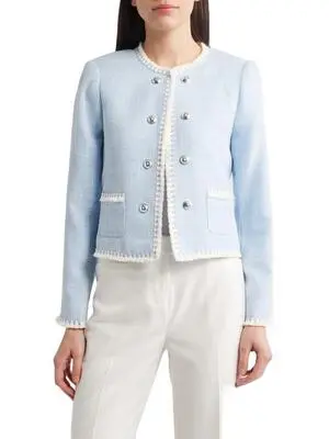 TAHARI ASL Bouclé Crop Jacket - Ice Blue