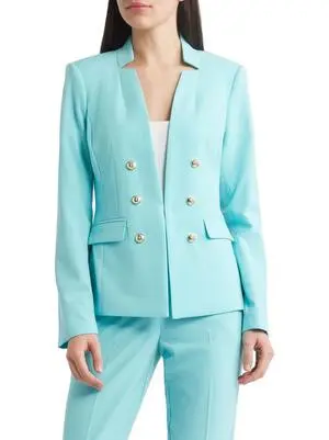 TAHARI ASL Faux Double Breasted Jacket - Turquoise