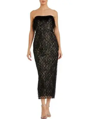 Mac Duggal Embellished Strapless Column Dress - Black Nude