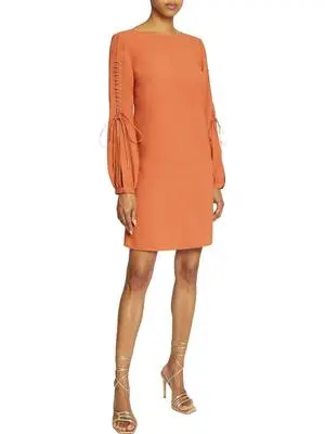 Santorelli Aries Long Sleeve Shift Dress With Grommet Detail - Sedona Orange