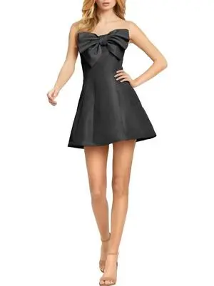 Mac Duggal Strapless Fit & Flare Mini Dress With Bow - Black