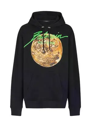 Balmain Universe & Planet-print Hoodie - Black