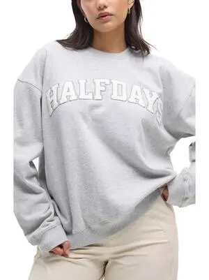 HALFDAYS Cotton Graphic Sweatshirt - Heather Grey