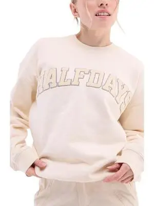 HALFDAYS Cotton Graphic Sweatshirt - Oatmilk