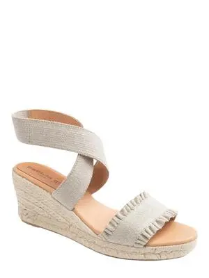 PATRICIA GREEN Easton Ankle Wrap Platform Wedge Sandal - Natural Canvas