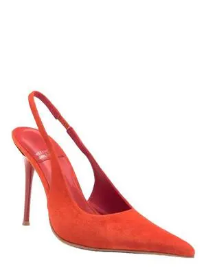 Jeffrey Campbell Slingback Pointed Toe Pumps - Orange Suede
