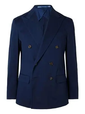 Polo Ralph Lauren Polo Ralph Lauren Double-Breasted Cotton-Blend Twill Blazer Navy