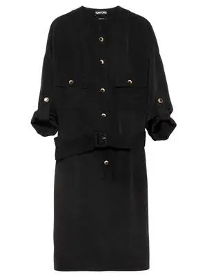 TOM FORD Textured Mini Shirt Dress - Black