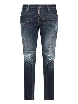 Dsquared2 Skinny Jeans With Leather Trims - Blue
