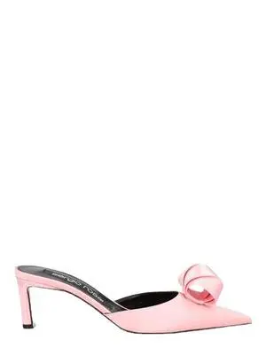 SERGIO ROSSI Embellished Satin Mules - Pink