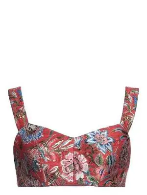 Dolce & Gabbana Floral Brocade Crop Top - Red