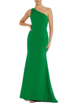 Mac Duggal One-shoulder Mermaid Gown - Emerald