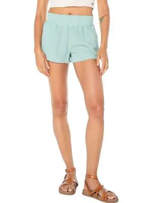 Roxy Roxy Laidback Cotton Gauze Shorts Aquifer Solid