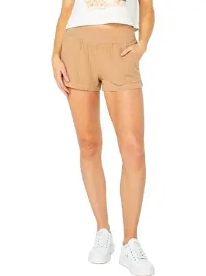 Roxy Laidback Cotton Gauze Shorts - Praline Solid