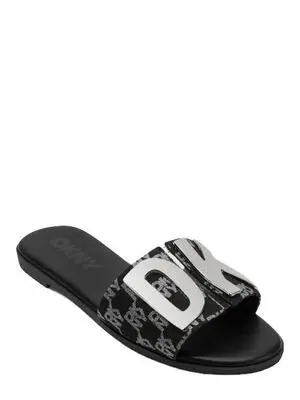 Dkny DKNY Waltz Logo Flat Sandal Blk/nickel