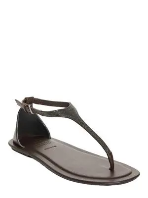 Brunello Cucinelli Monili T-strap Sandal - C8279 Testa Moro