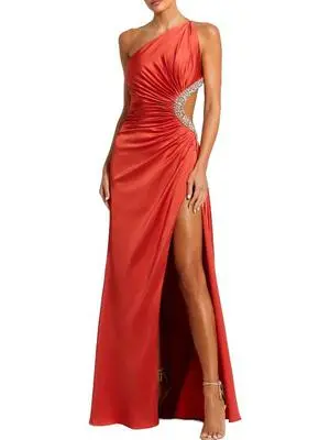 Mac Duggal Jewel Embellished Gown With Cut Outs - Red
