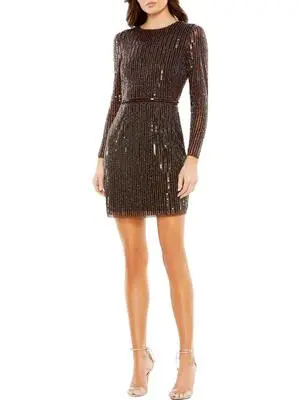 Mac Duggal Sequin Mini Dress - Espresso