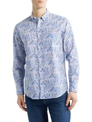 JOHNSTON & MURPHY Large Mosaic Print Button-up Shirt