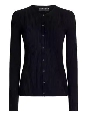 Dolce & Gabbana Dna Ribbed Knit Cardigan - Black