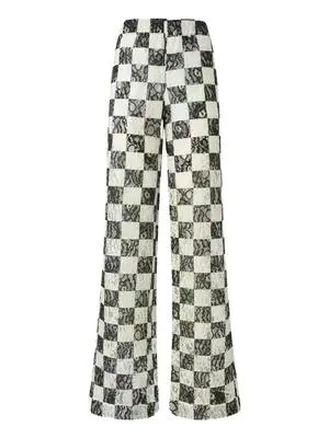 Pinko Checked Palazzo Pants - White