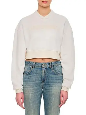 Alexander McQueen Cropped McQueen Sweatshirt White