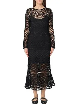 Pinko Pinko Crochet Maxi Dress Black