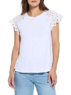Lyssé Katarina Eyelet Cap-sleeve T-shirt - White
