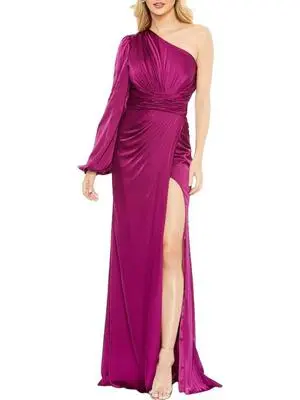 Mac Duggal Asymmetrical One-shoulder Gown - Fuchsia